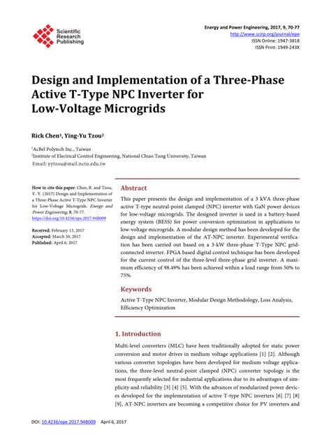 Pdf Design And Implementation Of A Three Phase Active T Type Npc