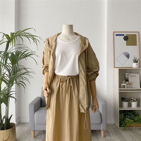 나일론 투피스세트💗 점퍼 스커트 A라인 오버핏 봄 여름 여자 여성 바람막이 아노락