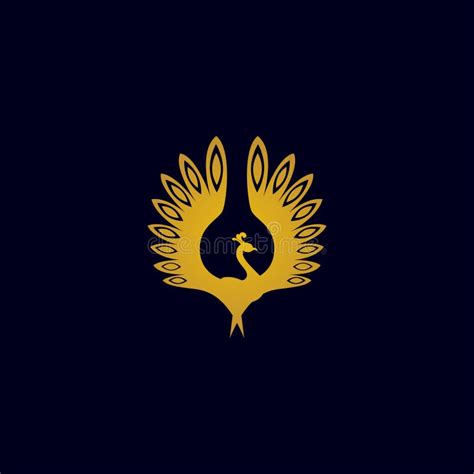 Golden Peacock Vector Illustration For Icon Symbol Or Logo Stock