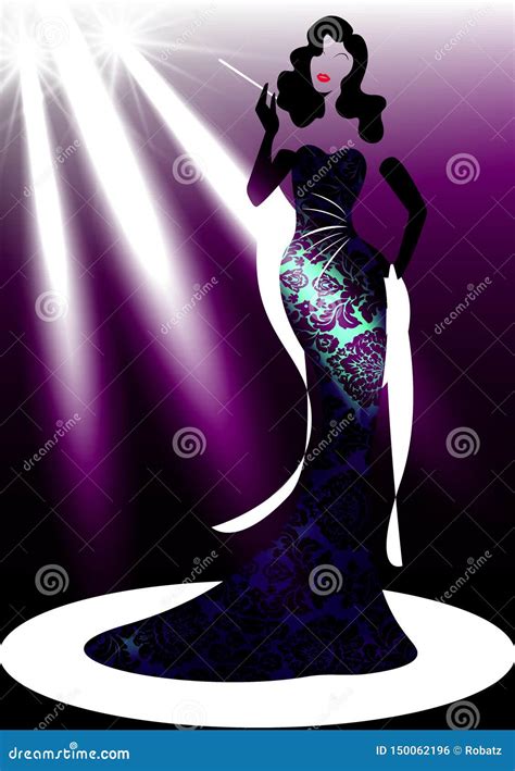 Template Shop Logo Fashion Woman Silhouette Diva And Spotlight