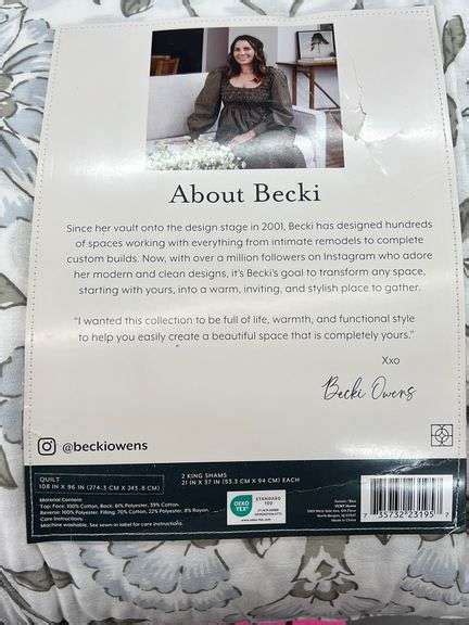 Details By Becki Owens King Size 3pc Quilt Set Earls Auction Company