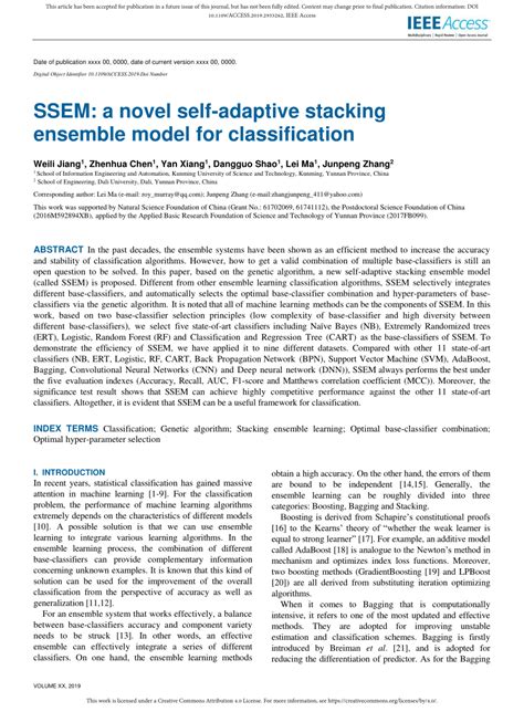 Pdf Ssem A Novel Self Adaptive Stacking Ensemble Model For