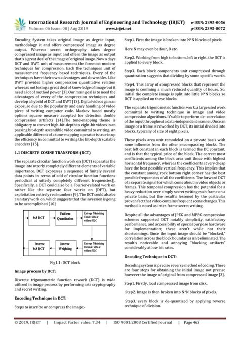 Irjet A Hybrid Image And Video Compression Of Dct And Dwt Techniques