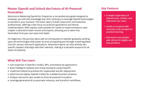 Mastering Openai For Enterprise Unlock The Power Of Openai To Build