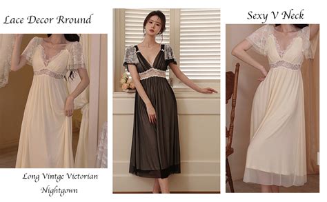 Singingqween Womens Vintage Nightgown Lace Sleepwear Victorian