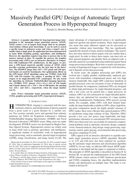 Pdf Massively Parallel Gpu Design Of Automatic Target Generation
