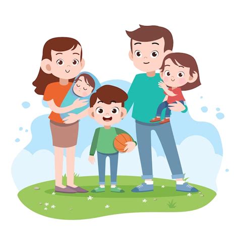 Ilustración De Vector De Familia Feliz Vector Premium