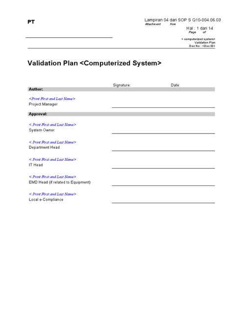02 Validation Plan Pdf Verification And Validation Specification