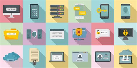 Two Factor Authentication Icons Set Flat Vector Image