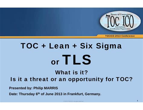 Pdf Tocico 2013 Conference Toc Lean Six Sigma Or Tlsweaknesses Of