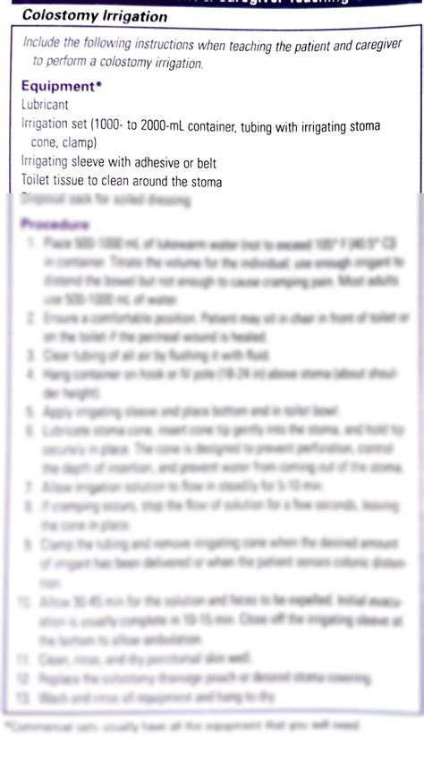Solution Colostomy Irrigation Patient And Teaching Guide Studypool