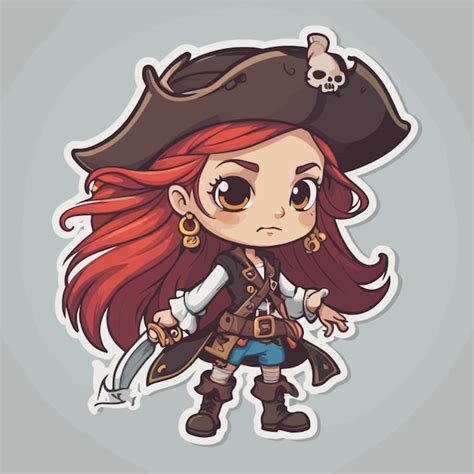 Premium Vector Girl Pirate Cartoon Vector