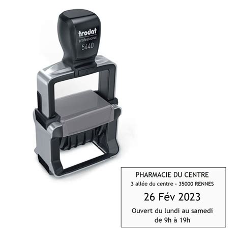 Tampon dateur trodat 5440 personnalisable pour pharmacie Proébo Promoplast