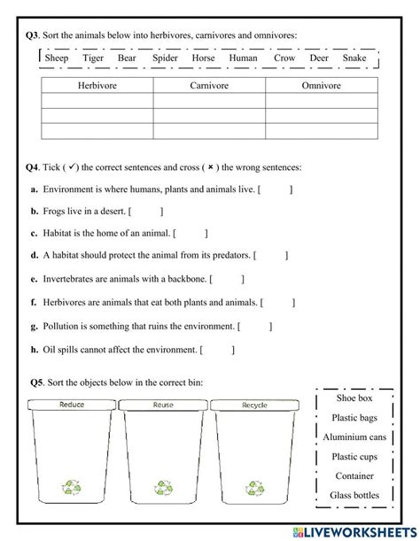 Science Revision Live Worksheets