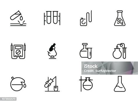 실험실 장비 선 아이콘 세트 과학 연구에 대한 스톡 벡터 아트 및 기타 이미지 과학 연구 0명 개념 Istock