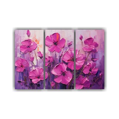Cuadro Flores Diseño Luminoso Colores Magenta Envío Gratis En