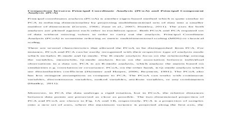 Pdf Comparison Between Principal Coordinate Analysis Dokumentips