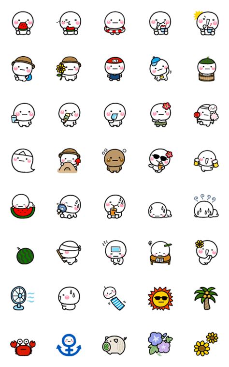 しろまるの夏に使える絵文字のline絵文字｜画像、情報など