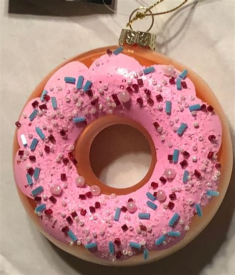 Robert Stanley Christmas Ornament Glass Donut Doughnut With Sprinkles