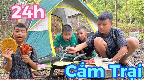 Thử Thách 24h cắm Trại Trong Rừng Món Ăn Vặt Tuổi Thơ YouTube