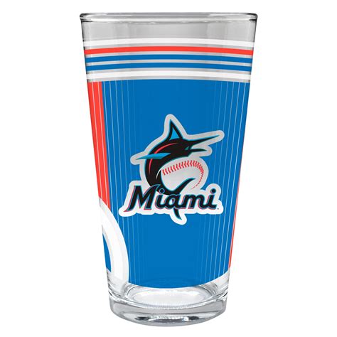 Miami Marlins 16 Oz Pint Glass With Wraparound Graphics Great American