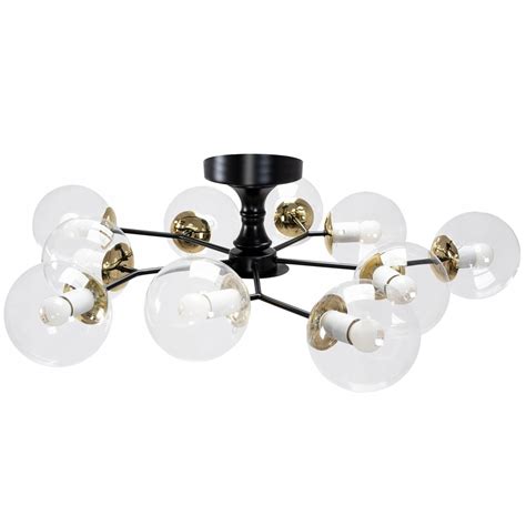 Lampa Sufitowa Wisząca SZKŁO Czarna Złota 10xE27 Rea Sklep EMPIK
