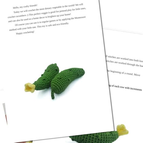 Easy Cucumber Crochet Pattern Pdf Crochet Play Food Amigurumi Food