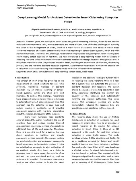 Deep Learning Model For Accident Detection In Smart Cities Using