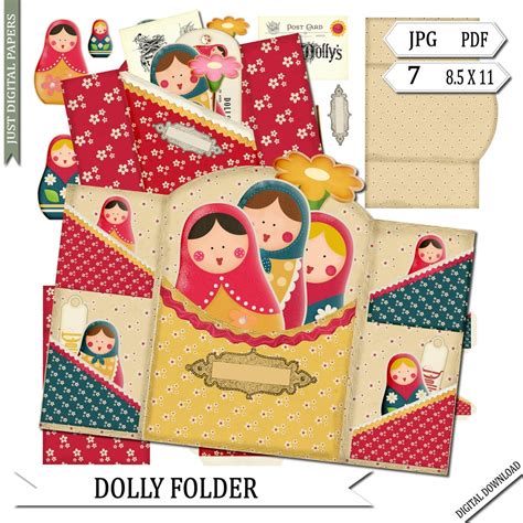 Doll Folder Printable Matryoshka Dolls Cut Out Craft Journal Digital Download Etsy