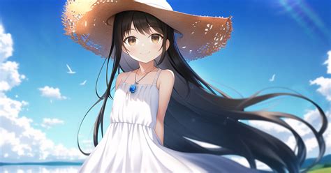 女の子 黒髪ロングの麦わら帽子の女の子 Paintのイラスト Pixiv