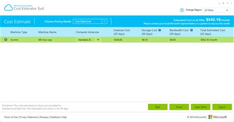 Microsoft Azure IaaS Cost Estimator Tool Version 1 1 Available Daniel