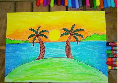 Pastel boya manzara oil pastel scenery Pastel boya Art deco resimler Görsel sanatlar