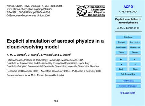 Pdf Explicit Simulation Of Aerosol Physics In A Cloud Resolving Model