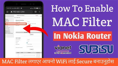 How To Enable MAC Filter In Nokia Router MAC Filter Setup In Subisu