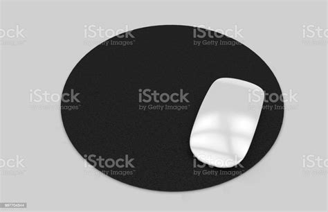 브랜딩 또는 디자인 프레 젠 테이 션에 대 한 컴퓨터 마우스와 함께 빈 마우스 패드 3d 렌더링 그림입니다 마우스패드에 대한