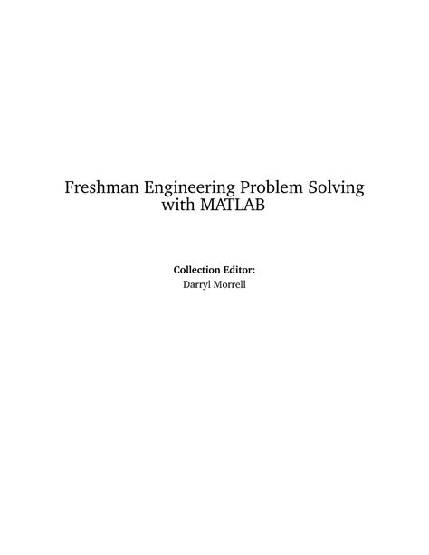Freshman Engineering Problem Solving With Matlab 18 Freshman