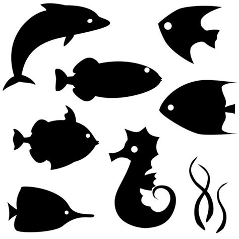 Fish Silhouettes Vector Set 4 — Stock Vector © Ekazansk 23039886