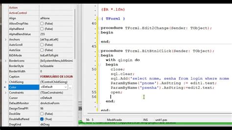 Tela De Login Com Lazarus E Zeos Youtube