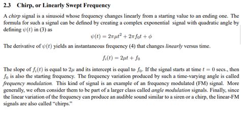 solved 2 3 chirp or linearly swept frequency a chirp signal