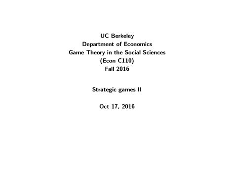 Game Theory In Social Science Docsity