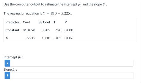 Solved Use The Computer Output To Estimate The Intercept β0