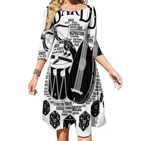 Rpg Class Series Bard Black Version Flare Dress Square Neck Dress Elegant Female Fashion