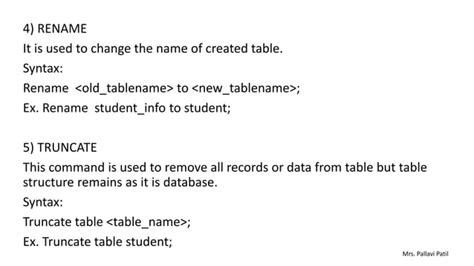 sql data definition language commands pptx
