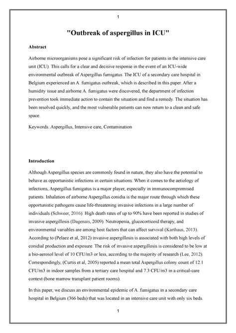 Outbreak Of Aspergillus In Icu Outbreak Of Aspergillus In Icu