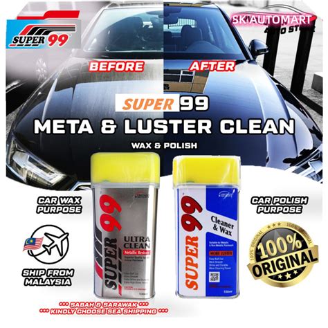 Super Cleaner Polish Luster Meta Clean Wax With Sponge Ml