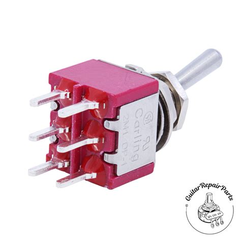 carling on on 2 position dpdt mini toggle switch w round bat pc pins