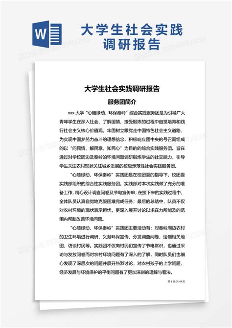 社会详细大学生社会调研报告word模板下载图客巴巴