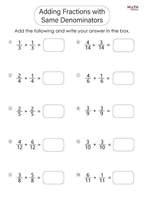 Adding Fractions Worksheets With Answer Key