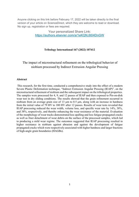 Pdf The Impact Of Microstructural Refinement On The Tribological