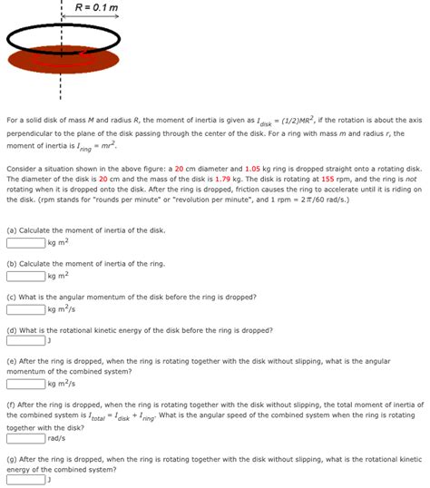 Solved R M For A Solid Disk Of Mass M And Radius R Chegg